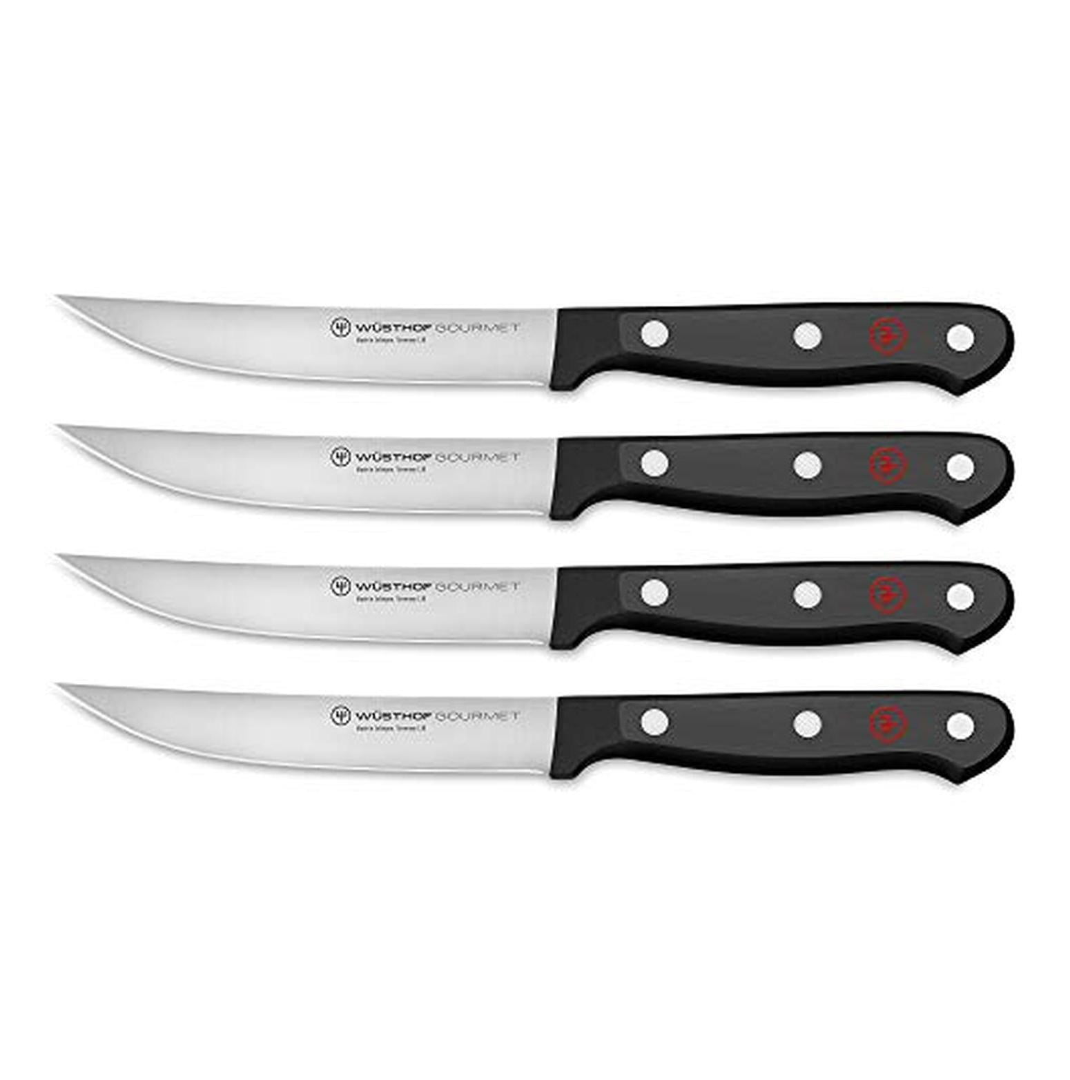 Steak Knife Set 4-Piece, Gourmet Black Stainless Steel Knives - Laser ...
