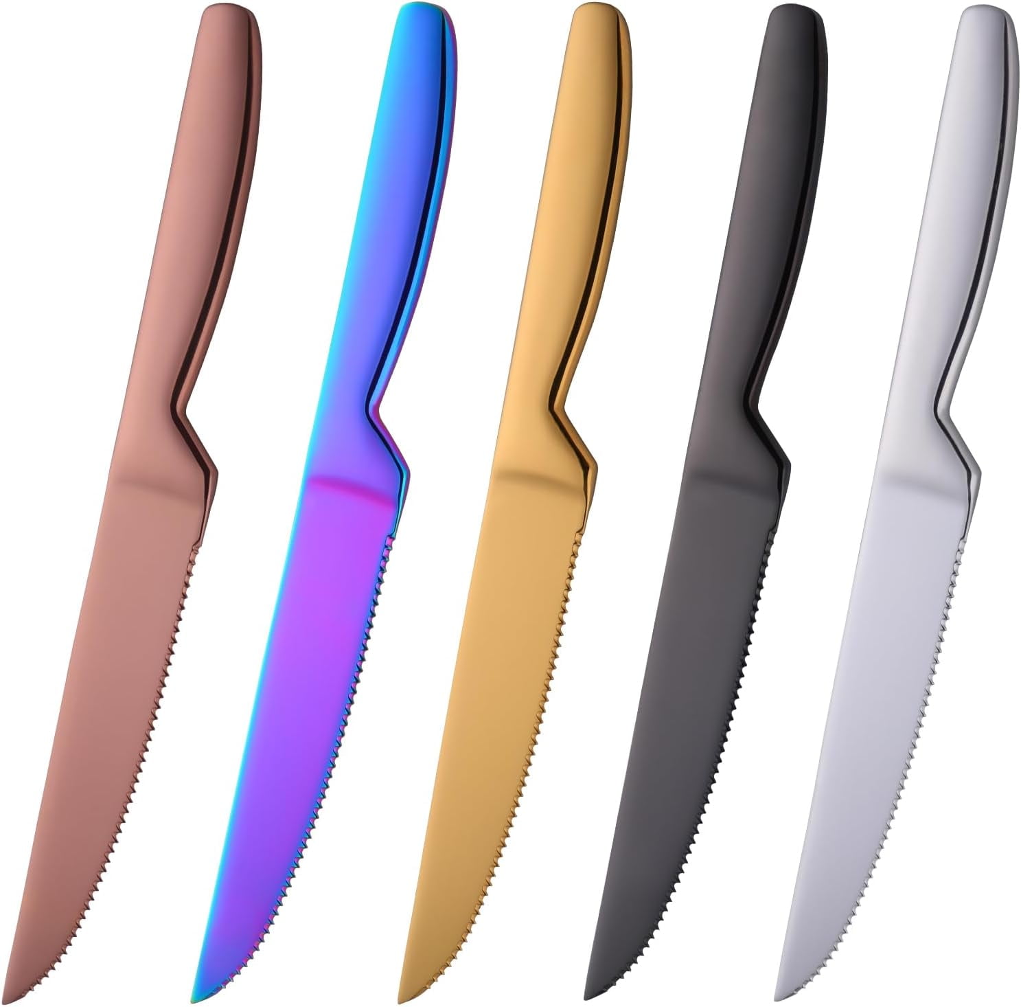 Steak Knife Set, 5 Piece Serrated Heavy Duty Stainless Steel Table ...