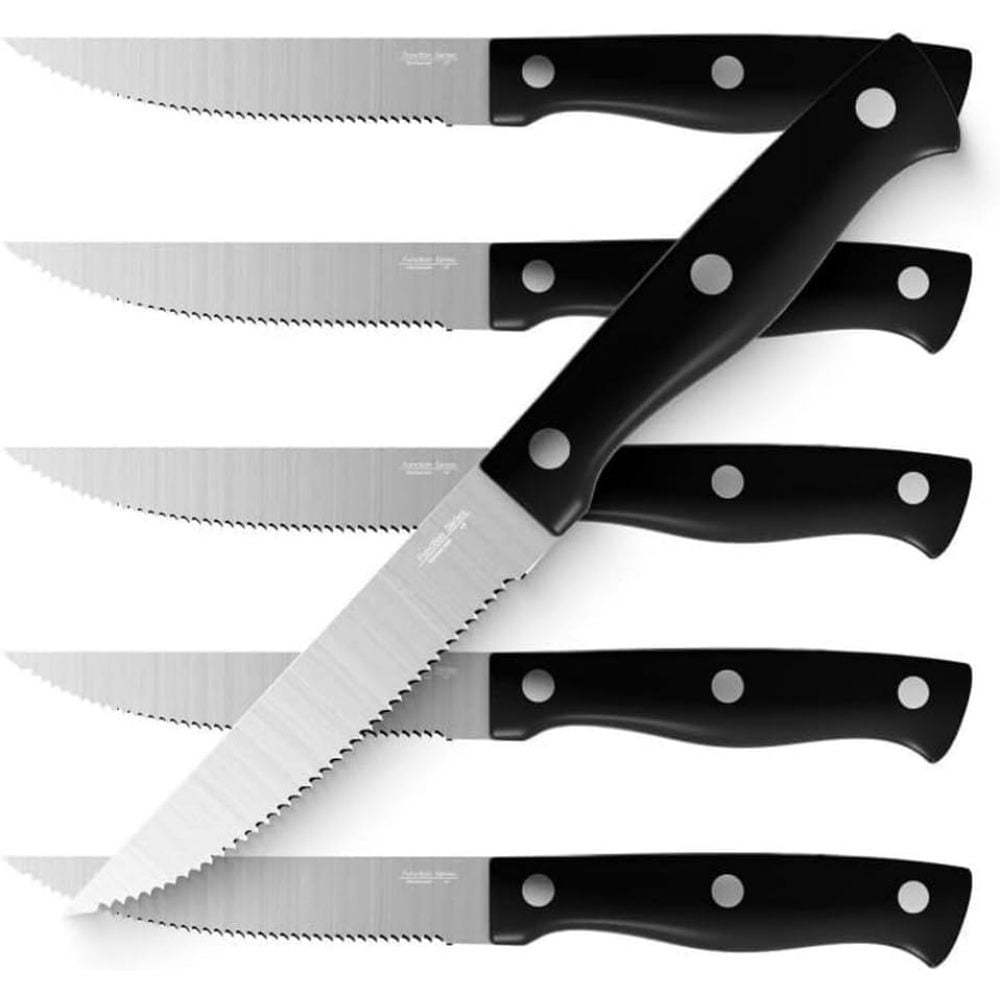 Steak Knife Set, Serrated Steak Knives Set of 6, Full Tang German ...