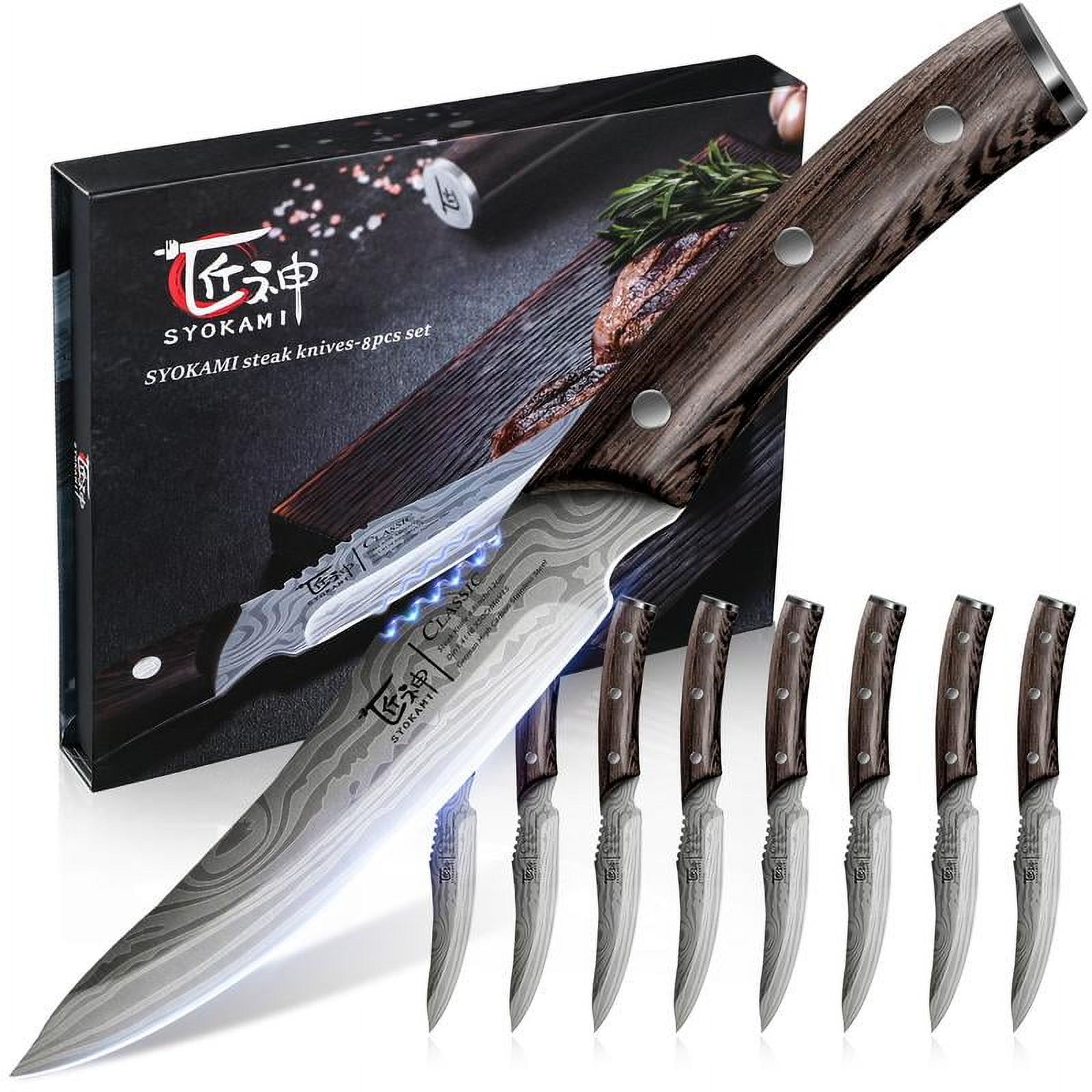Steak Knives Set, 4.8 Inch High-Carbon German Stainless Steel Non ...