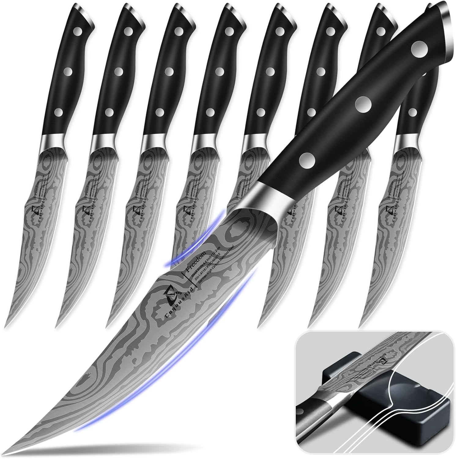 Steak Knives Set of 8, 4.8 Inch Straight Edge Ultra Sharp Durable Meat ...