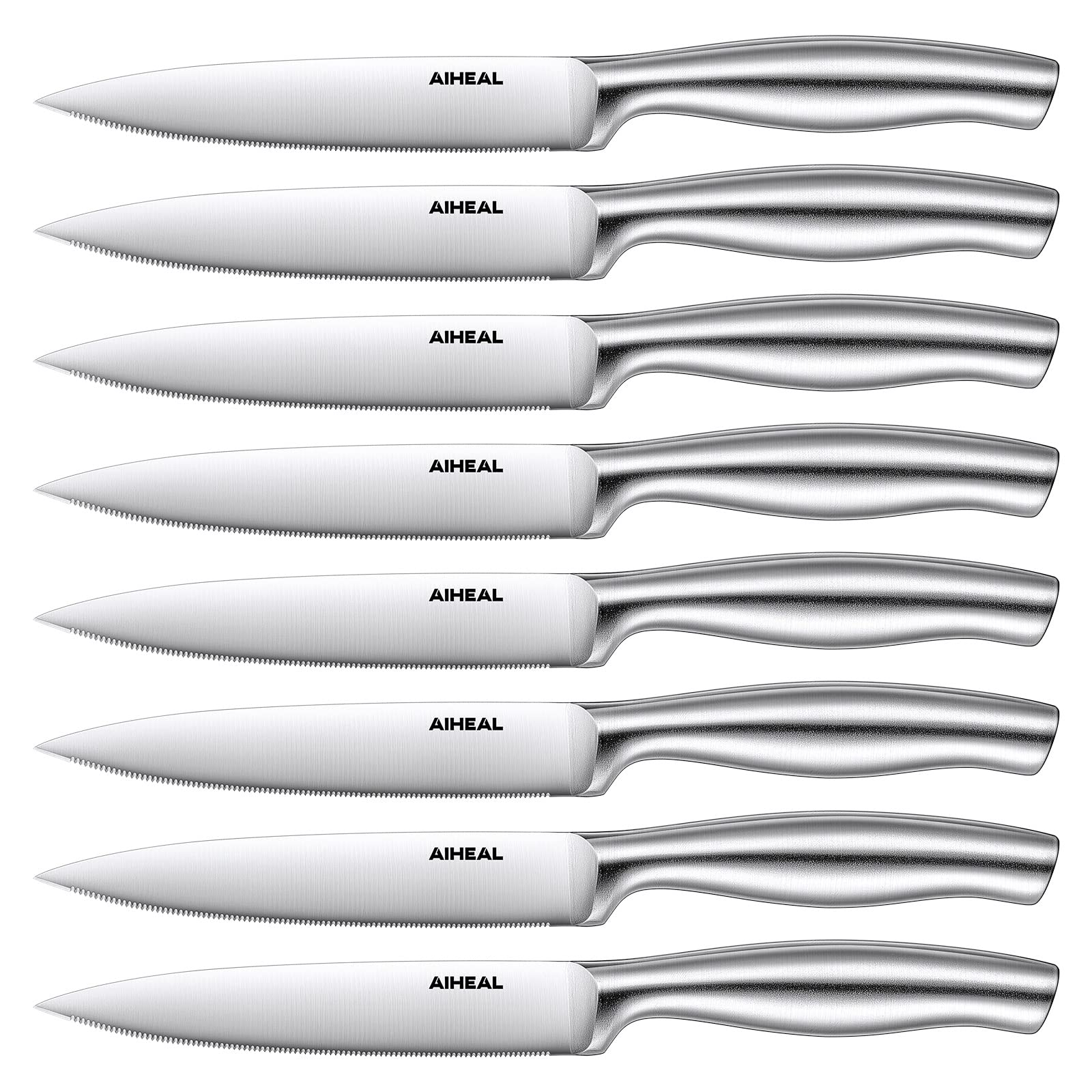 Steak Knives Set of 8, Stainless Steel Dinner Knives with Micro ...