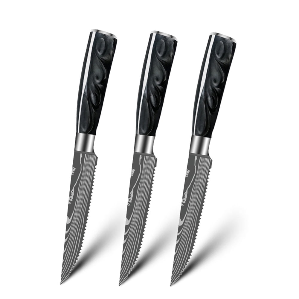 Steak Knives Set of 3,Serrated Steak 4.5inch Meat Knife Set with Sharp ...
