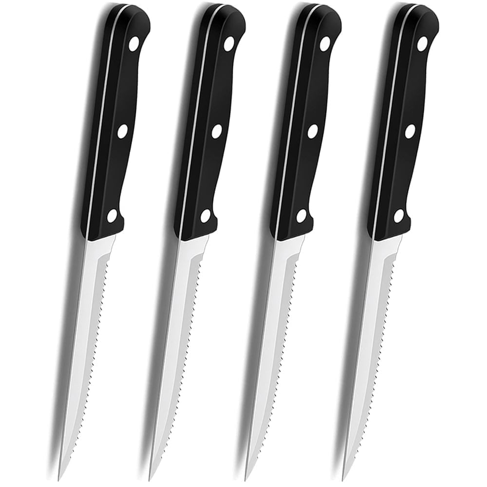 Steak Knives Set of 4 Serrated Bread Knife 4.5-inch High Carbon Steel ...