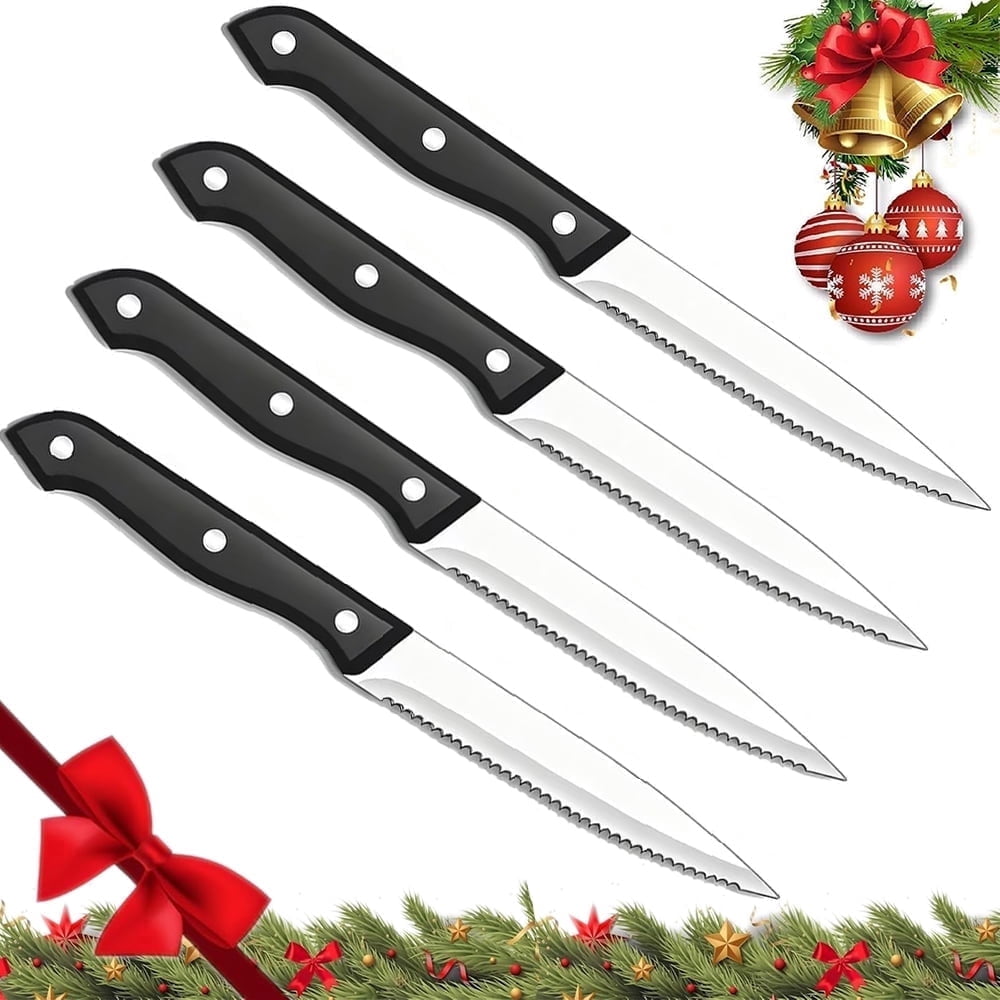 Steak Knives Set of 4 Serrated Bread Knife 4.5-inch High Carbon Steel ...