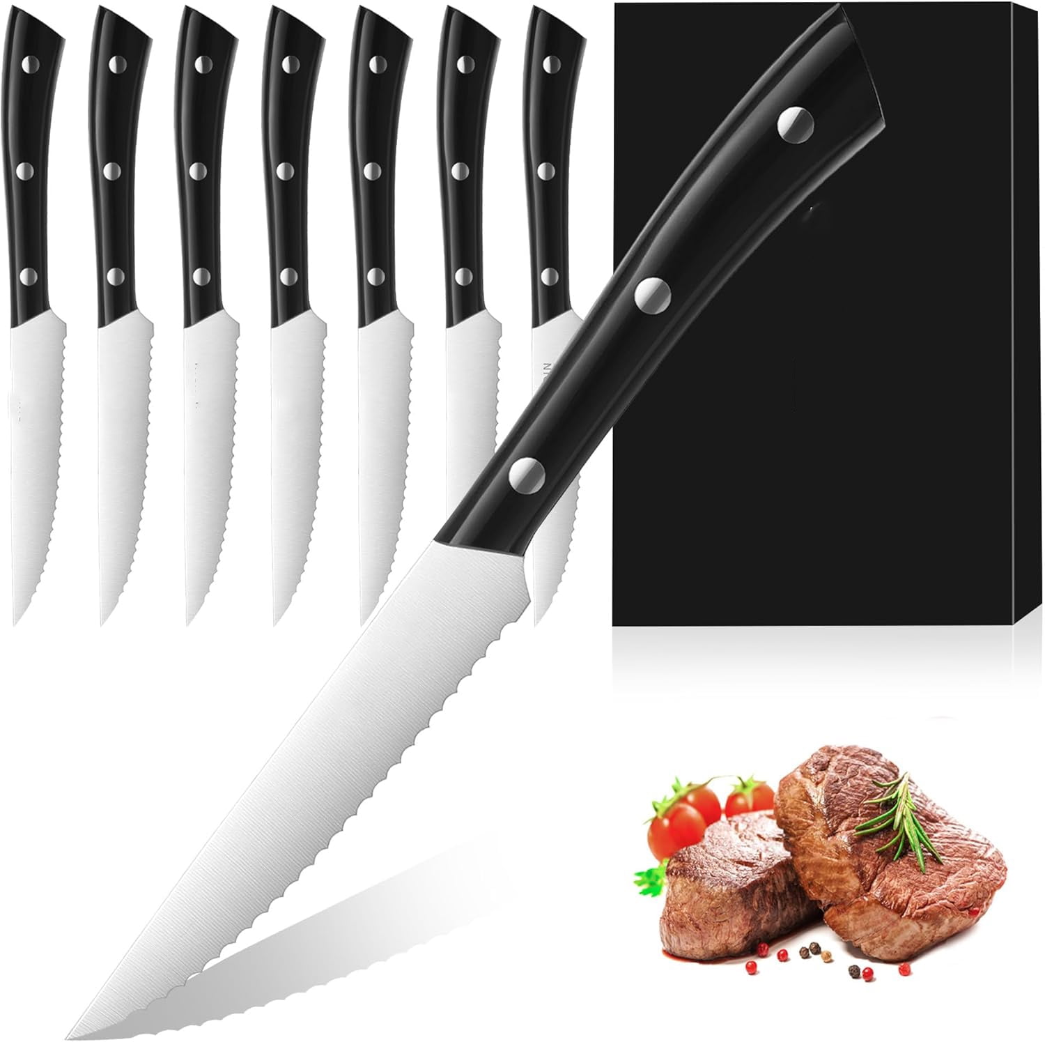 Steak Knives, Steak Knife Set of 8, Razor-Sharp Kitchen Knife Set 4.5 ...
