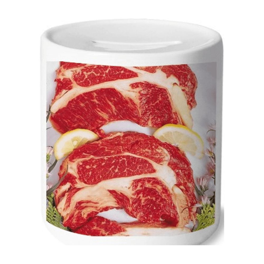 Steak Raw Meat Food Texture Money Box Cerac Coin Case Piggy Bank ...
