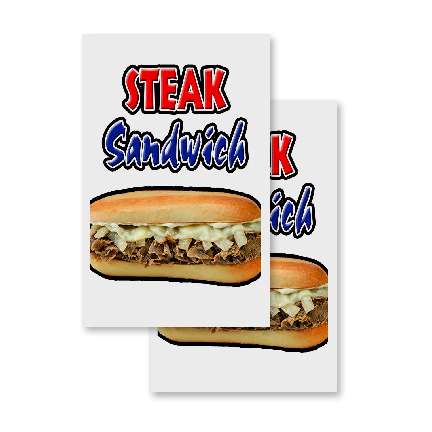 Steak Sandwich (2-PACK) 24" x 36" Vinyl Decals | Sign Insert Peel ...
