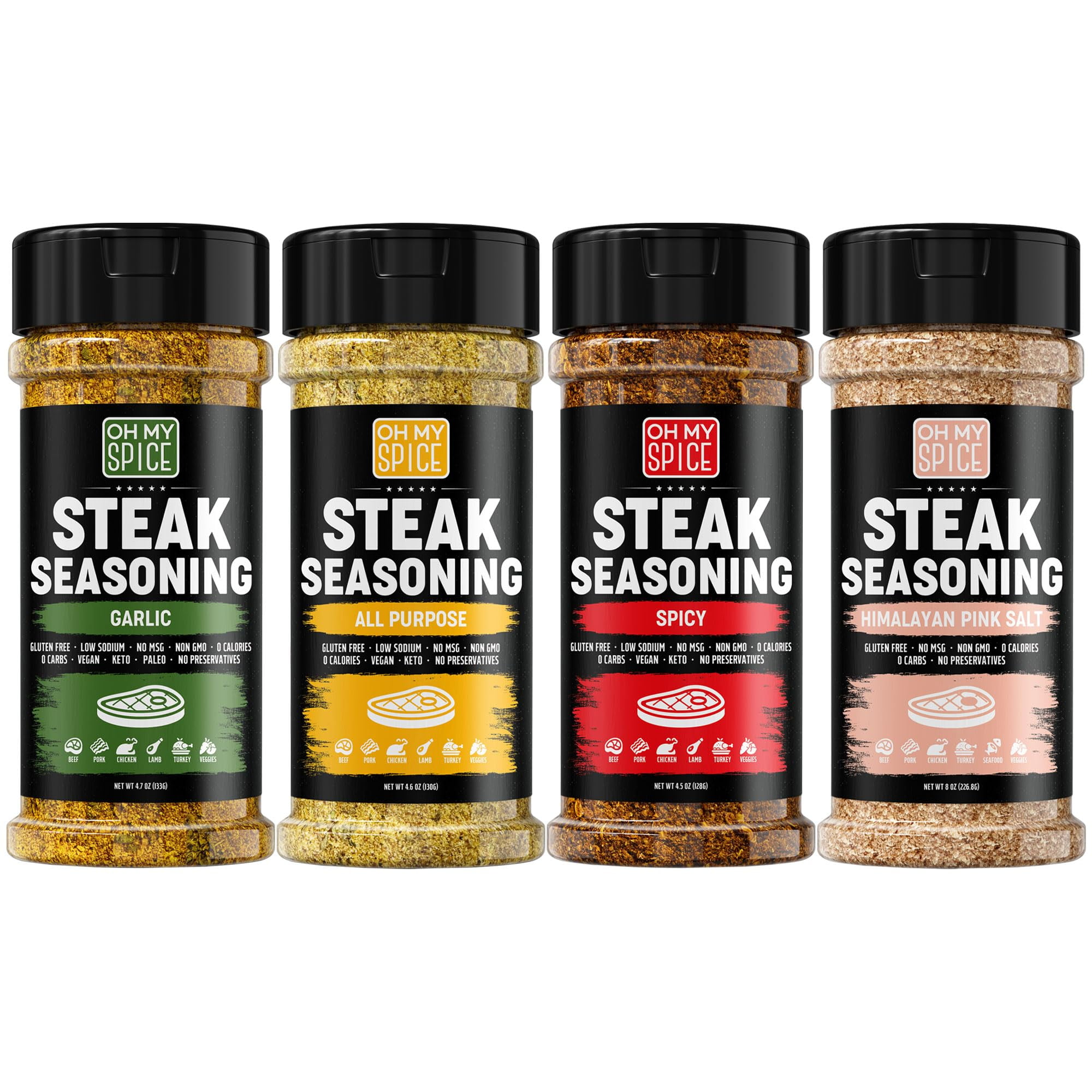 Steak Seasoning Variety Pack SSF20 - Gluten Free & Low 4-Pack Steak ...