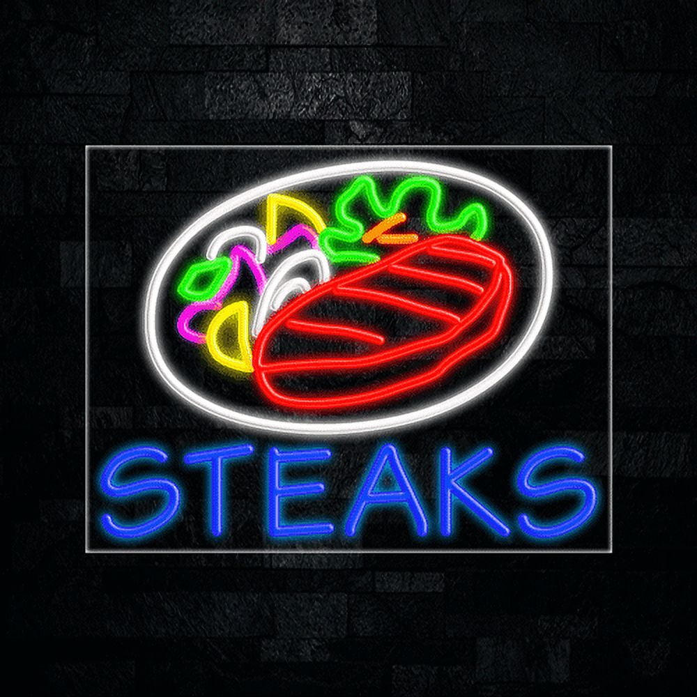 Steaks LED Neon Sign 28"L x 22"H #31782 - Walmart.com