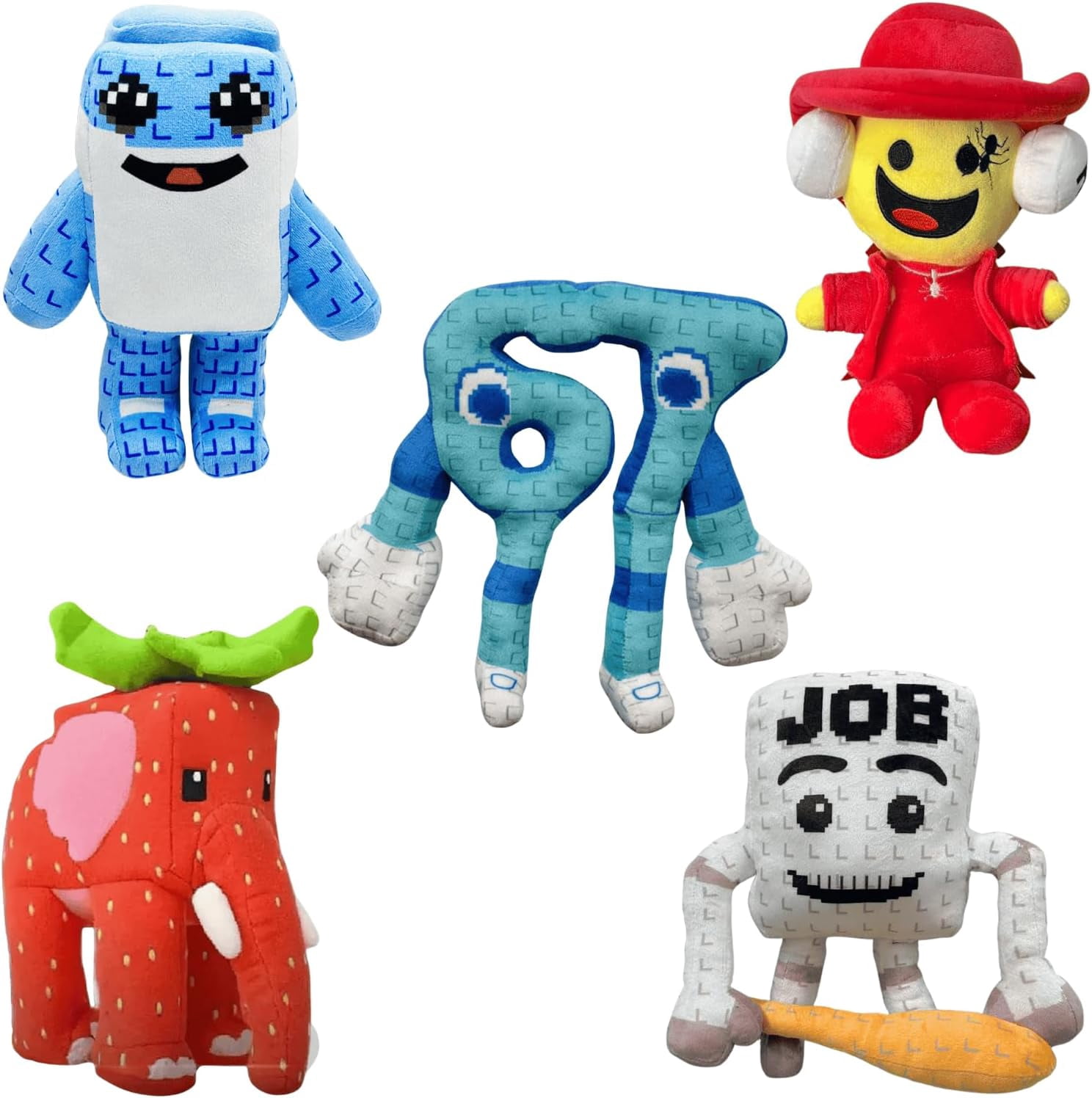 Steal a Brainrot Plush Toys, 5Pcs Brainrot 67 Sammy Strawberry Elephant ...