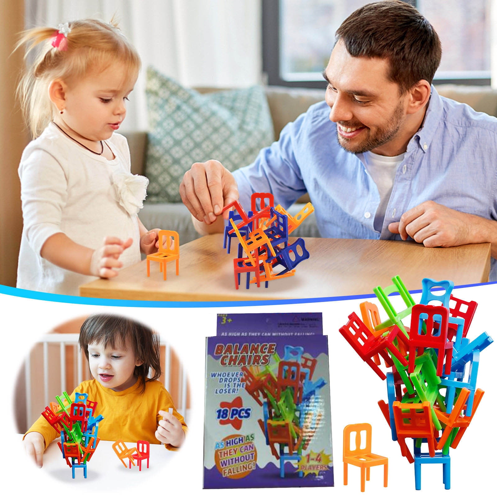 Steal Deal, Chair DIY Stacking Game, Colorful Chair Stacking Tower ...