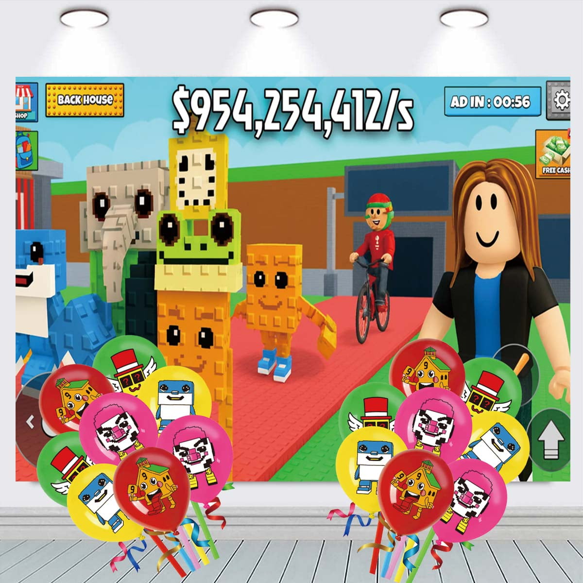 Steal a Brainrot Birthday Balloons Party Supplies Banner Backdrop ...
