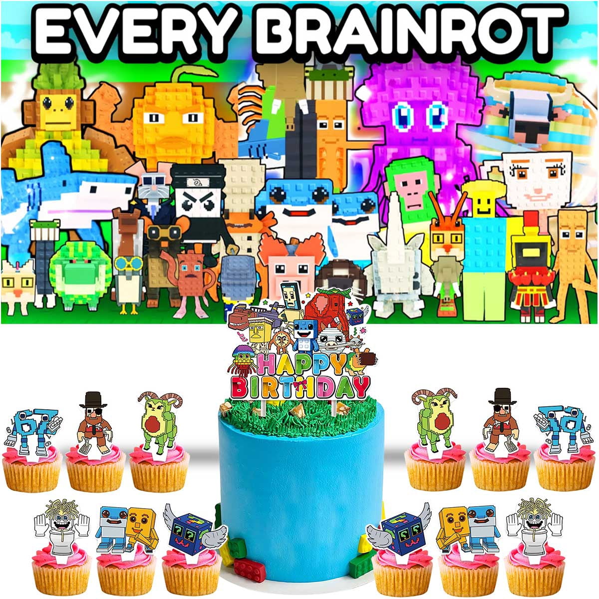 Steal a Brainrot Birthday Supplies Paper Plates Decorations Decor ...