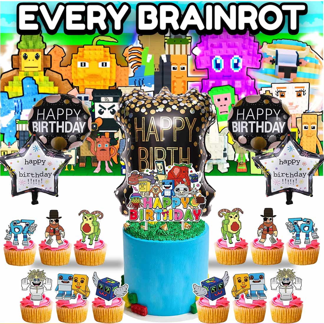 Steal a Brainrot Supplies Plates Decoration Backdrop Banner Birthday ...