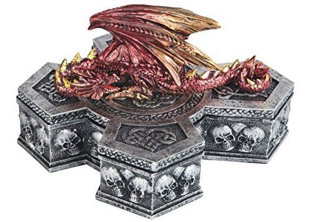 StealStreet SS-G-71498, 7 Inch Winged Dragon Cross Trinket Box, Red and ...