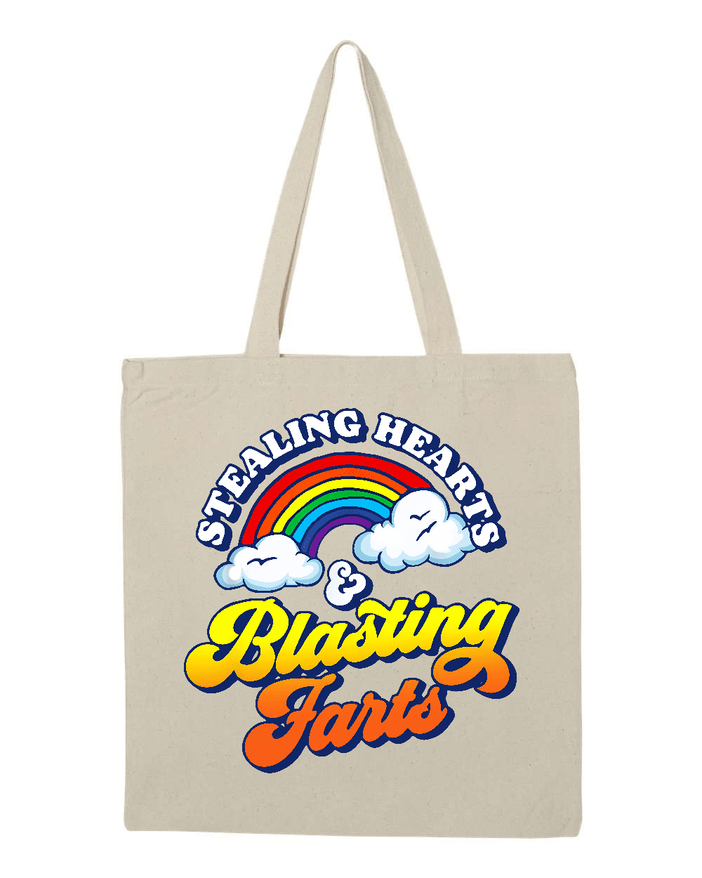 Stealing Hearts And Blasting Farts Funny Rainbow Fart Humor Gift Tote ...