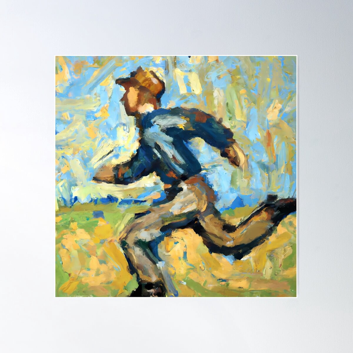 Stealing Second In Baseball Painting Poster Wall Art, Modern Wall Decor ...