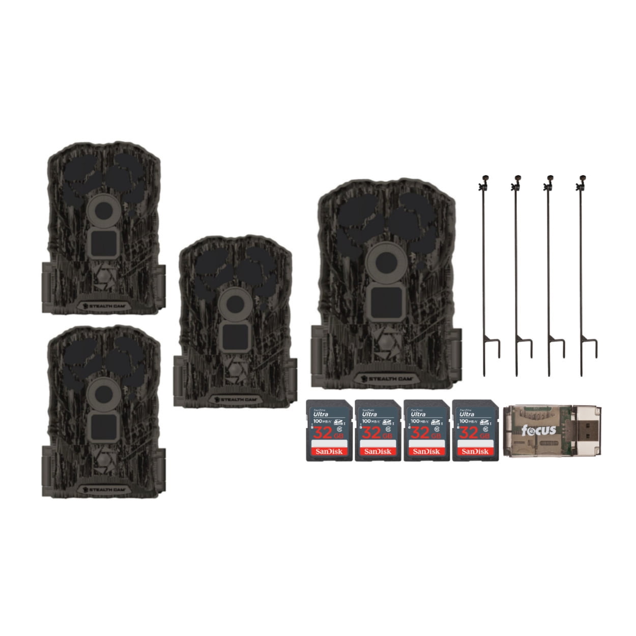 Stealth Cam Browtine 14MP Camera with Trail Camera Bundle (4-Pack ...