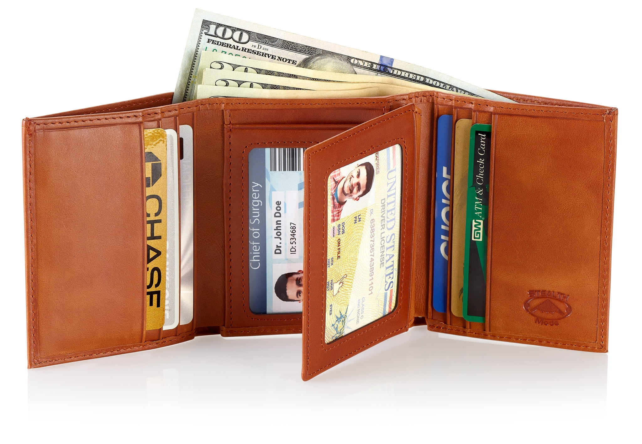 Stealth Mode Real Man's Slim Trifold RFID Wallet, Napa Leather, Flip ...