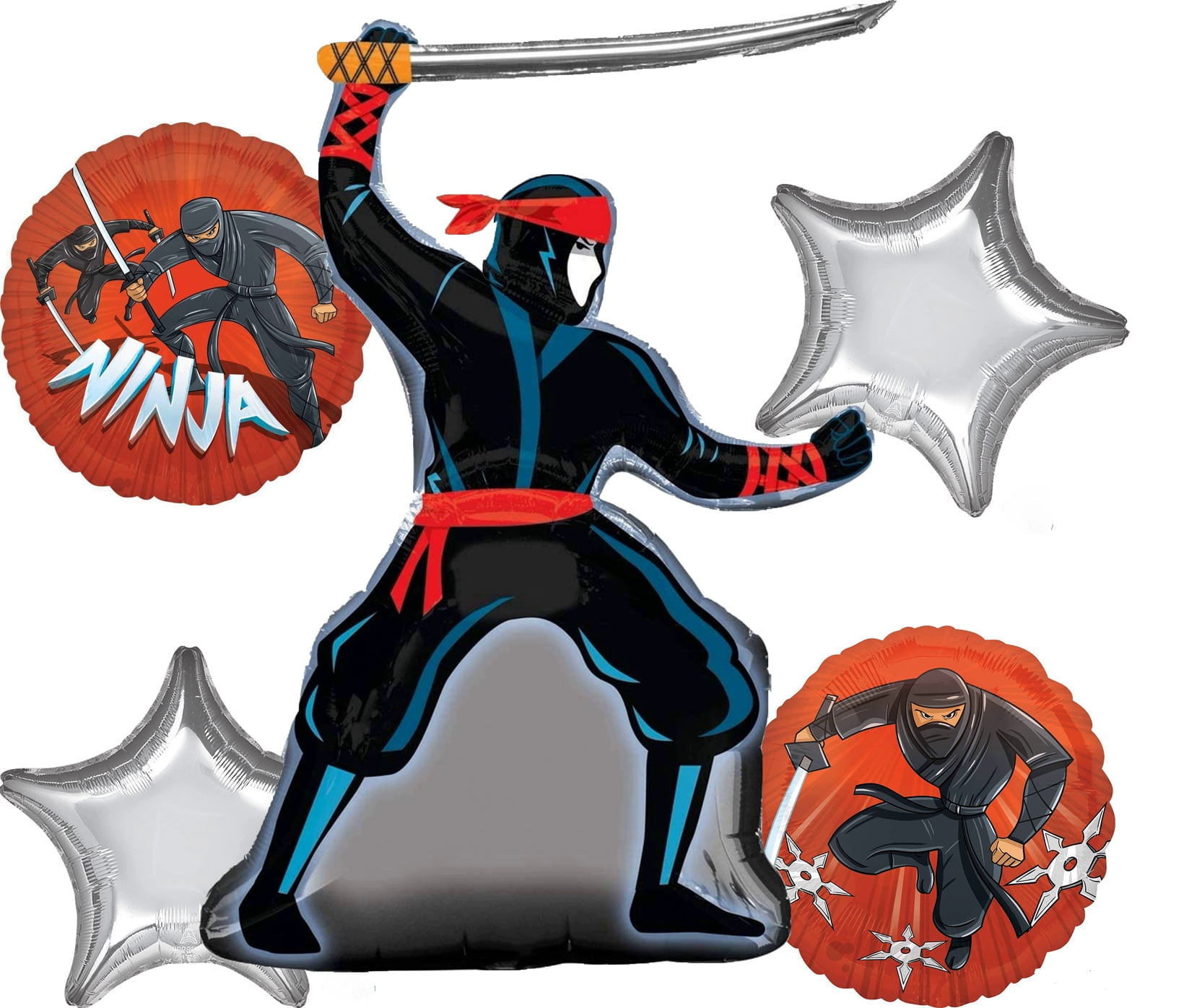 Stealth Ninja Birthday Party Supplies 5pc Balloon Bouquet Decorations ...