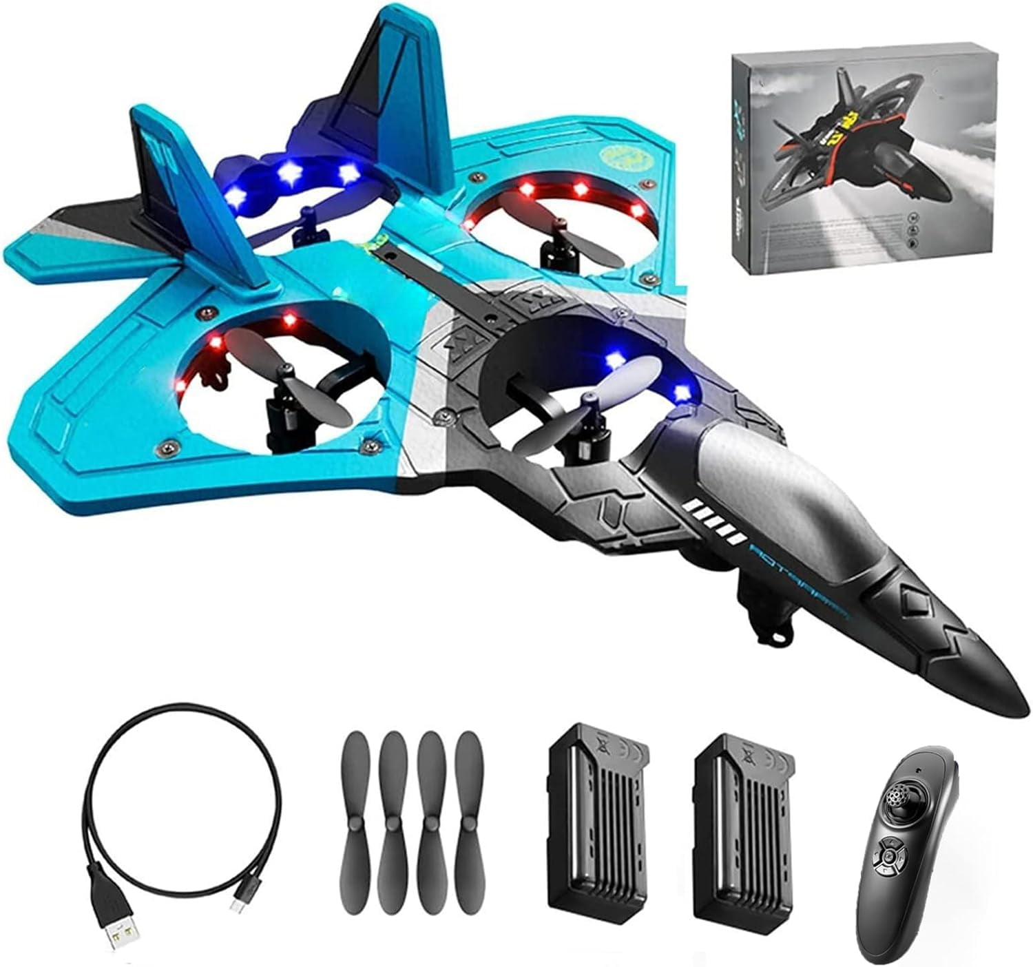 Stealth Raptor Airplane, 2024 New 2.4GHz V17 Jet Fighter Stunt RC Plane ...