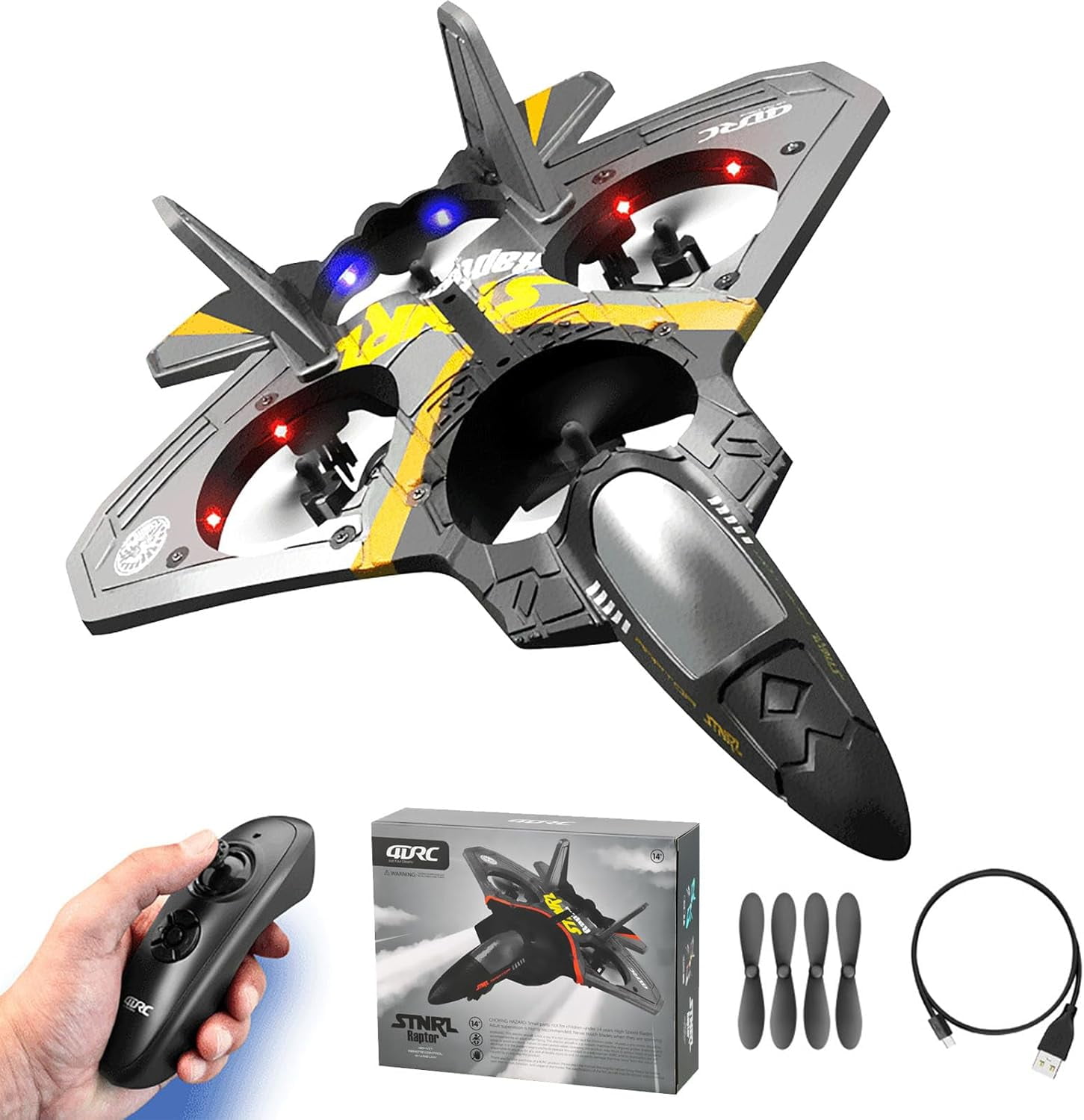 Stealth Rc Airplane, 2.4ghz Stealth Raptor Airplane Toy, Remote Control ...