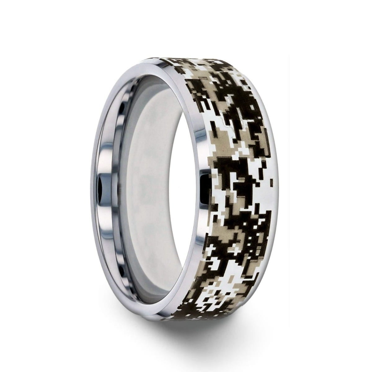 Stealth Tungsten Carbide Wedding Ring With Engraved Digital Camouflage ...