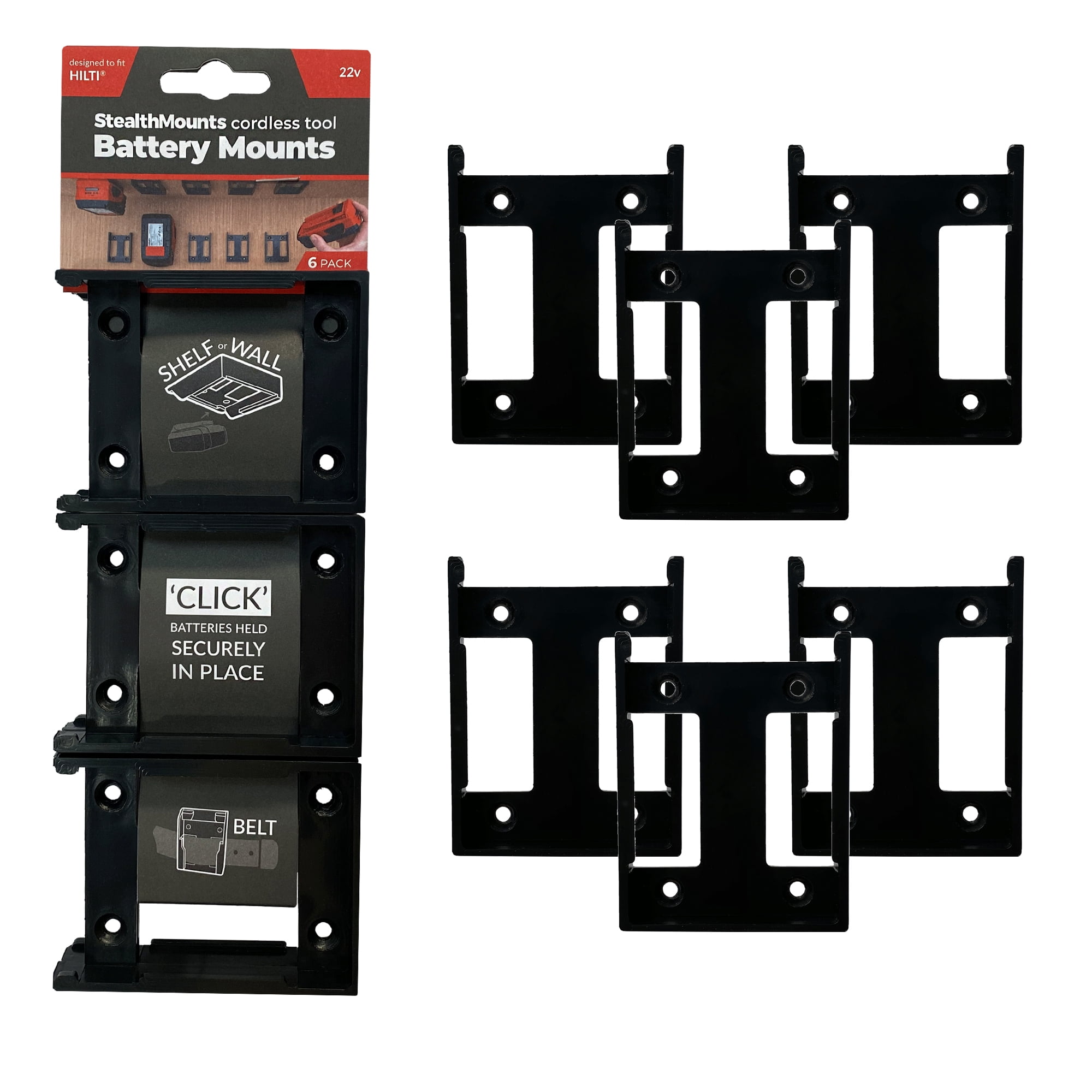 StealthMounts Battery Mounts for Hilti 22volt Batteries. Black 6 Pack ...