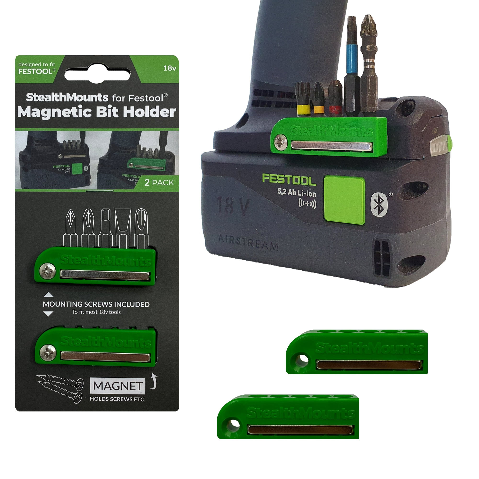 StealthMounts Bit Holder for Festool Green 2 Pack - Walmart.com