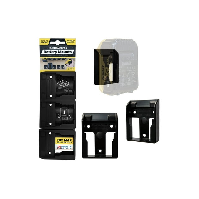 Stealthmounts Battery Mounts For Dewalt 20V 6 Pk Black - Walmart.com