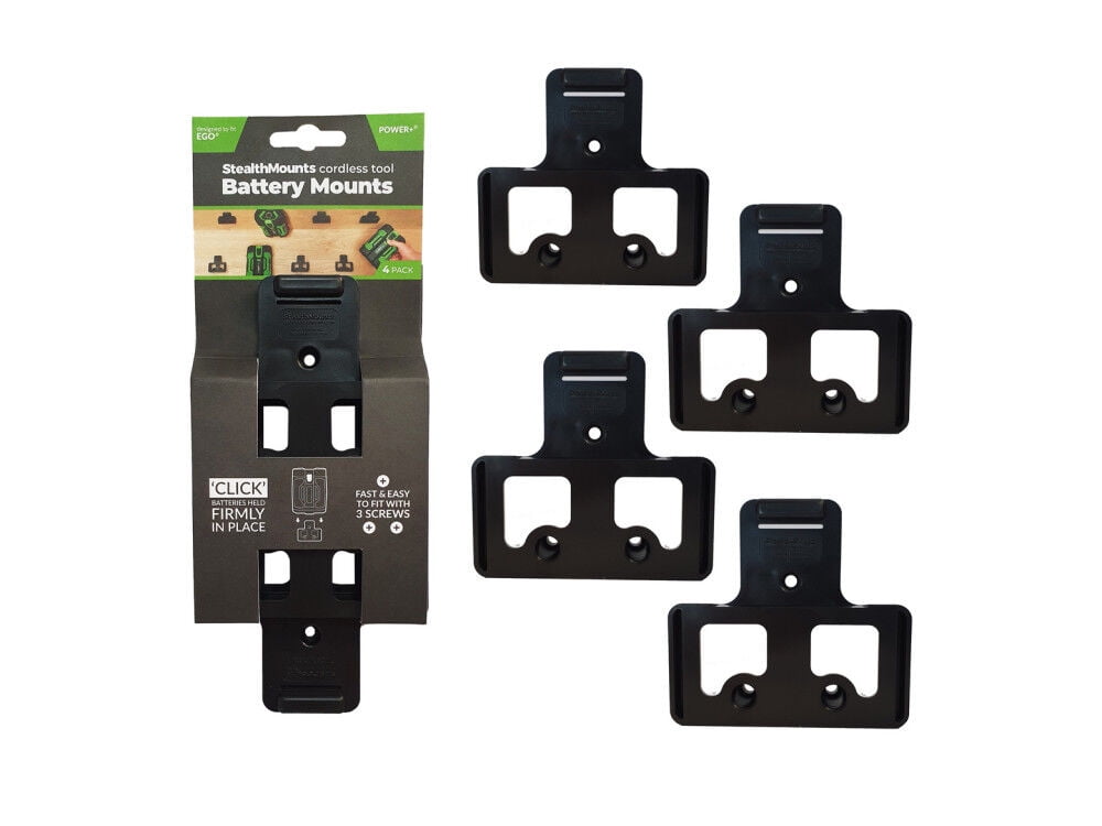 StealthMounts EGO 56V Battery Mounts, 4Pk Black, Secure Lock, Space ...