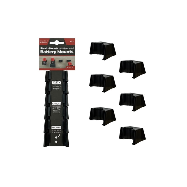 Stealthmounts Black Battery Mount for Milwaukee M12 6 Pack 12v ...