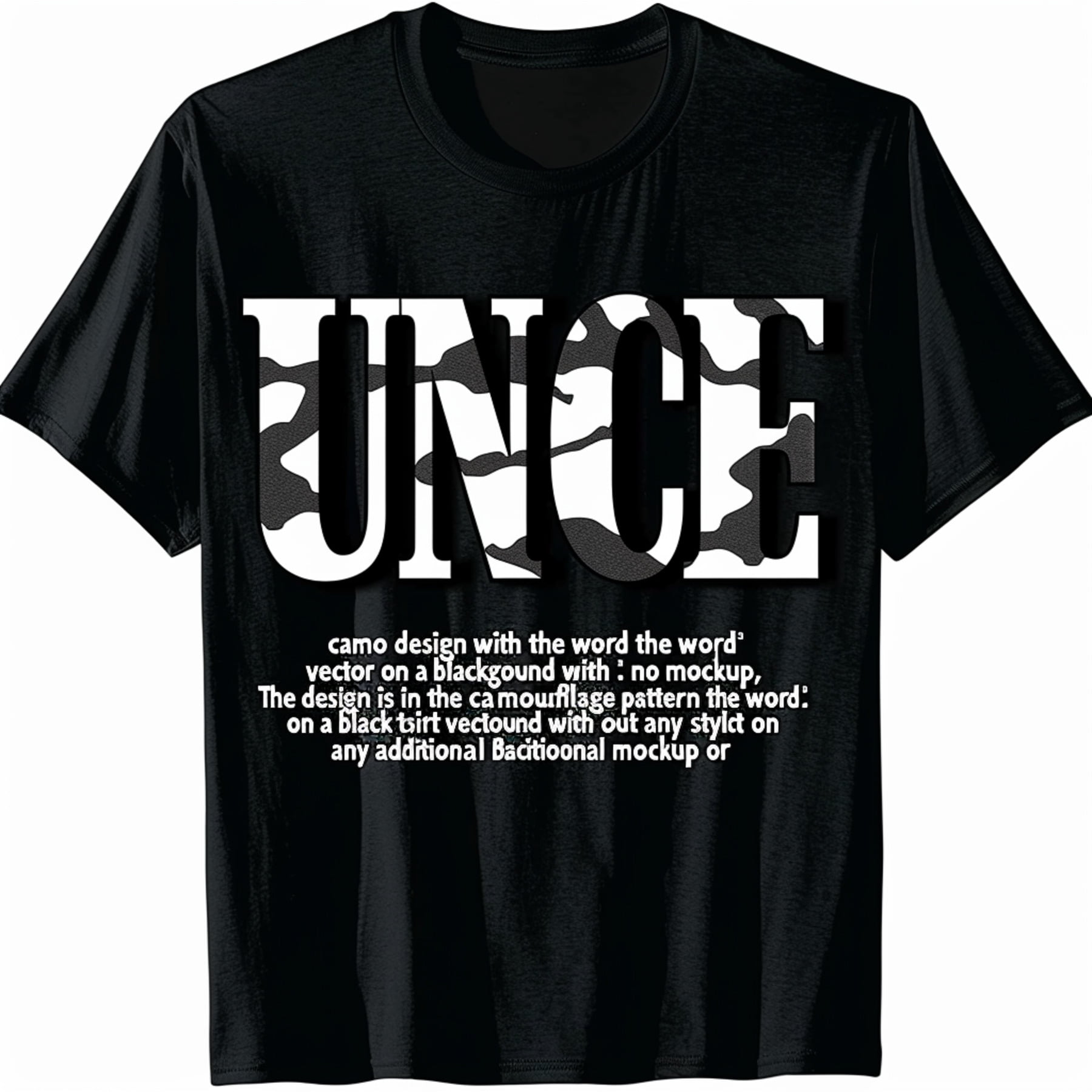 Stealthy Style: Men's Black Camo TShirt with Bold 'UNCLE' Print Stand ...