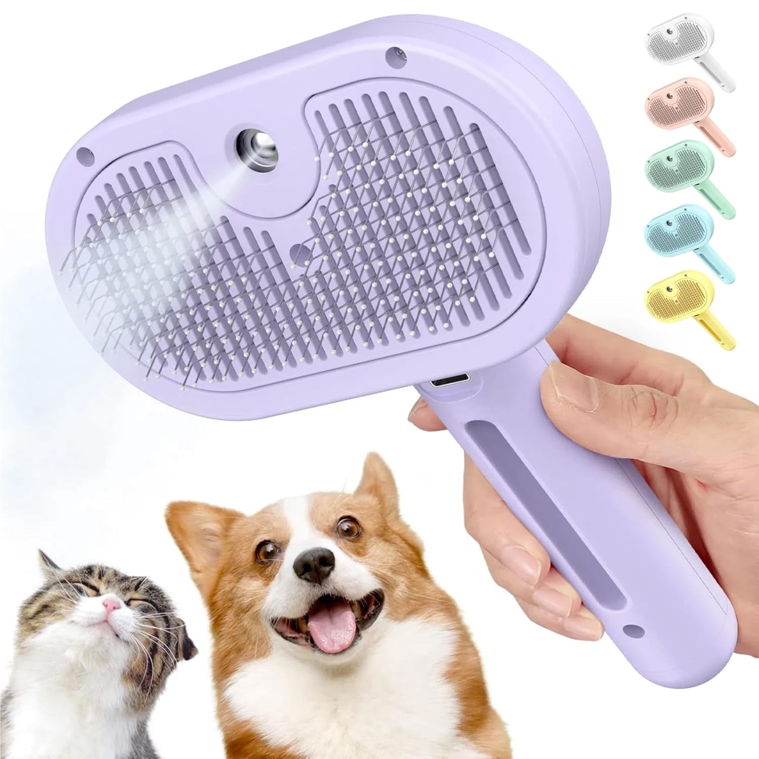 Steam Brush for Pet Grooming - 3 In 1 Self-Cleaning Static Remover for ...