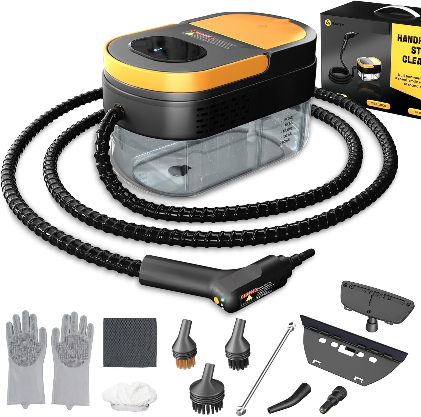 Steam Cleaner, 3-Level Adjustable Handle, 15s Heat-Up, 1.69 Quarts Tank ...