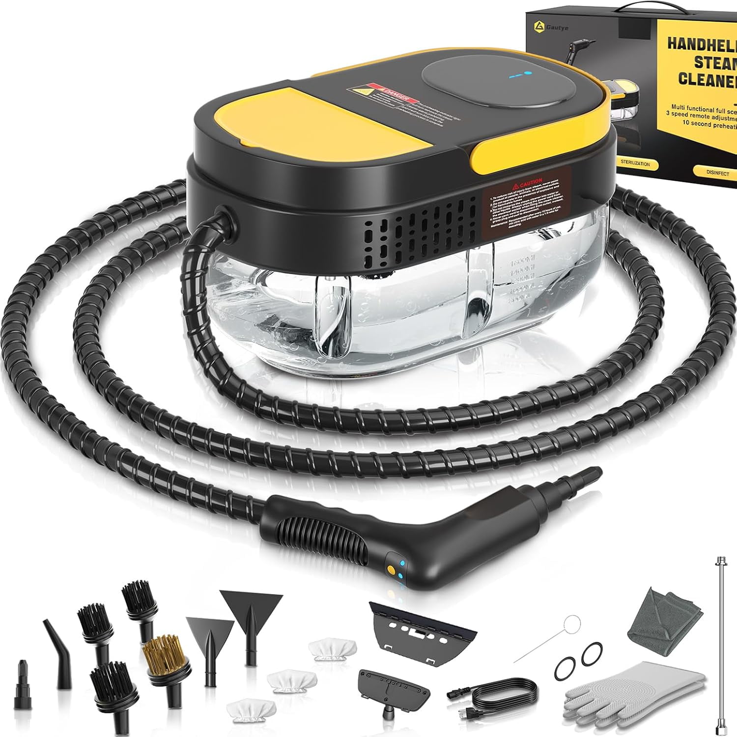 Steam Cleaner, 3-Level Adjustable Handle, 15s Heat-Up, 1.69 Quarts Tank ...