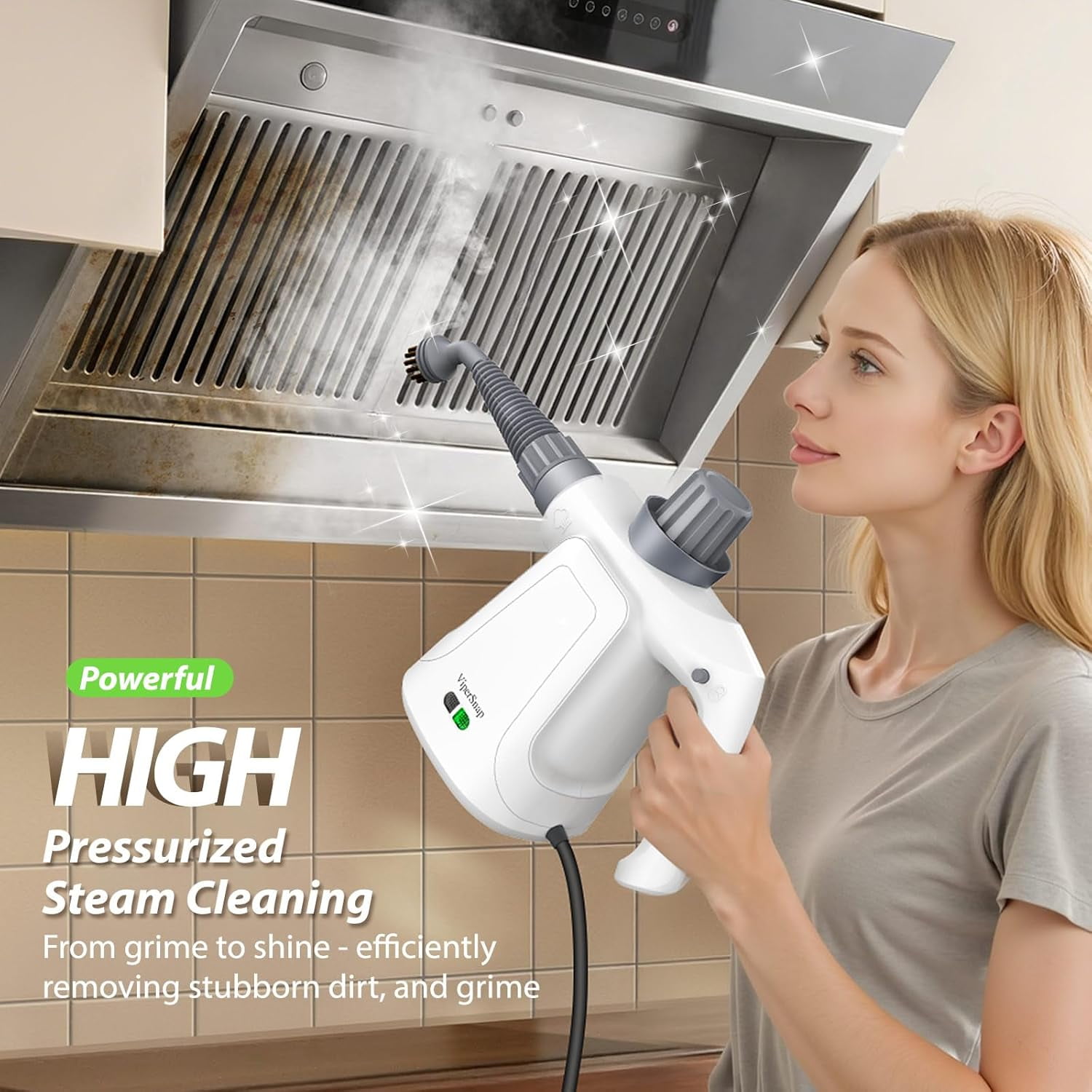 Steam Cleaner Handheld, 1300W High Pressure Natural Steamer with 450ml ...