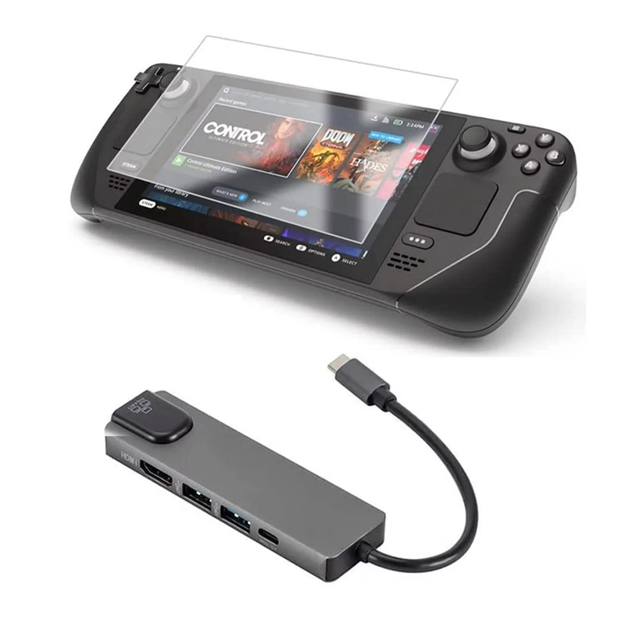 Steam Deck Screen Protector USB Extension Hub Bundle, Compatible with ...