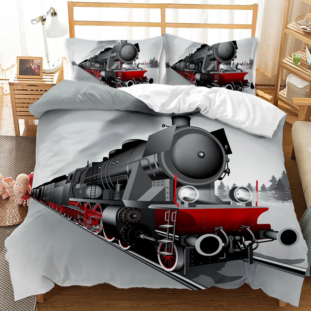 Steam Duvet Cover Digital Illustration of A Locomotive on A Steel ...