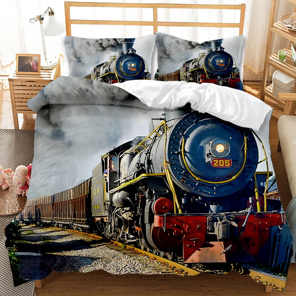 Steam Duvet Cover Digital Illustration of A Locomotive on A Steel ...