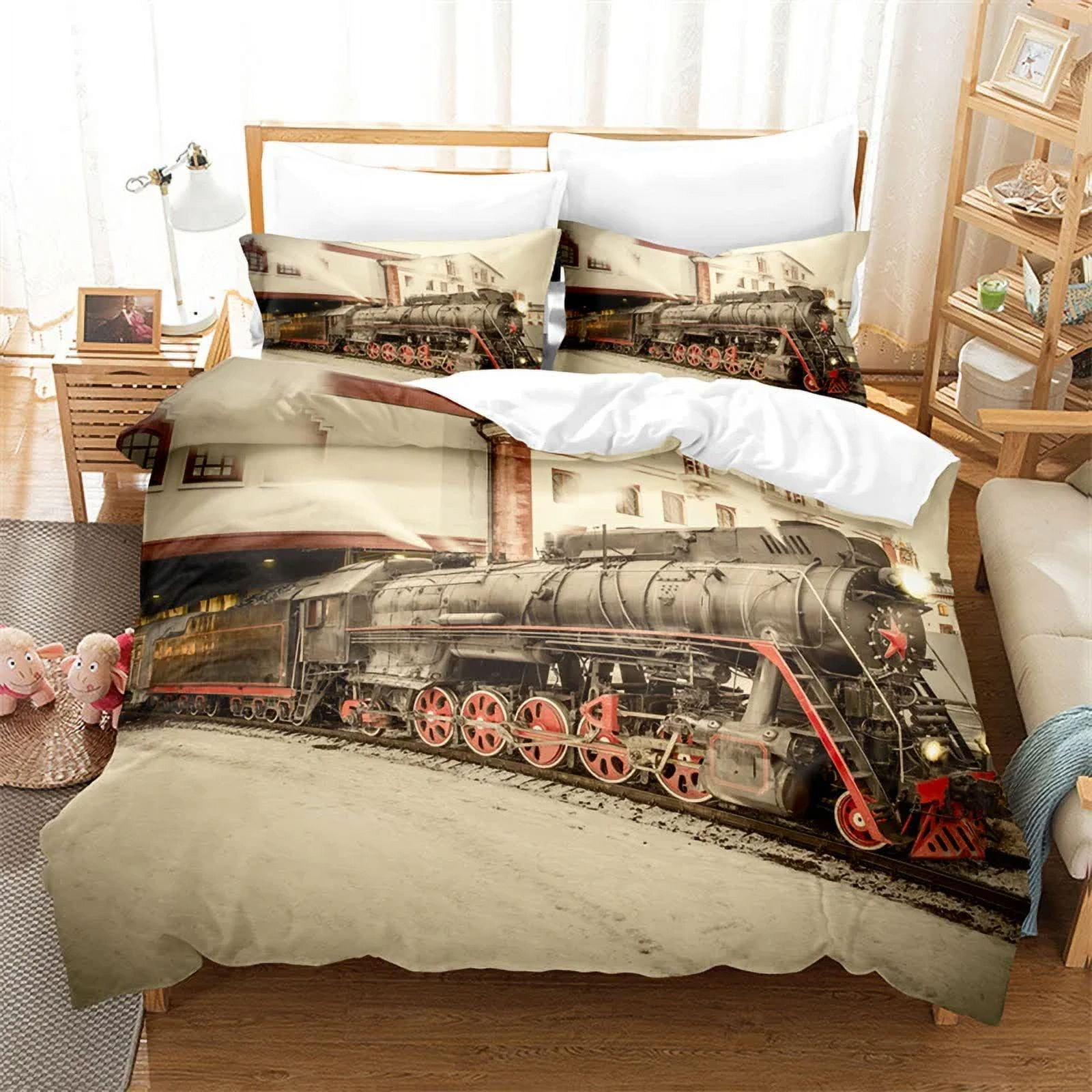 Steam Engine Duvet Cover King Microfiber Vintage Locomotive in ...