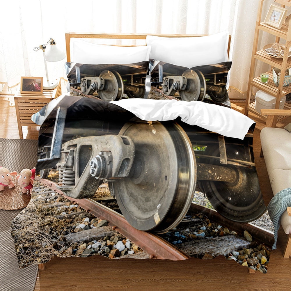 Steam Engine Duvet Cover Set Transportation Old King Full Size ...