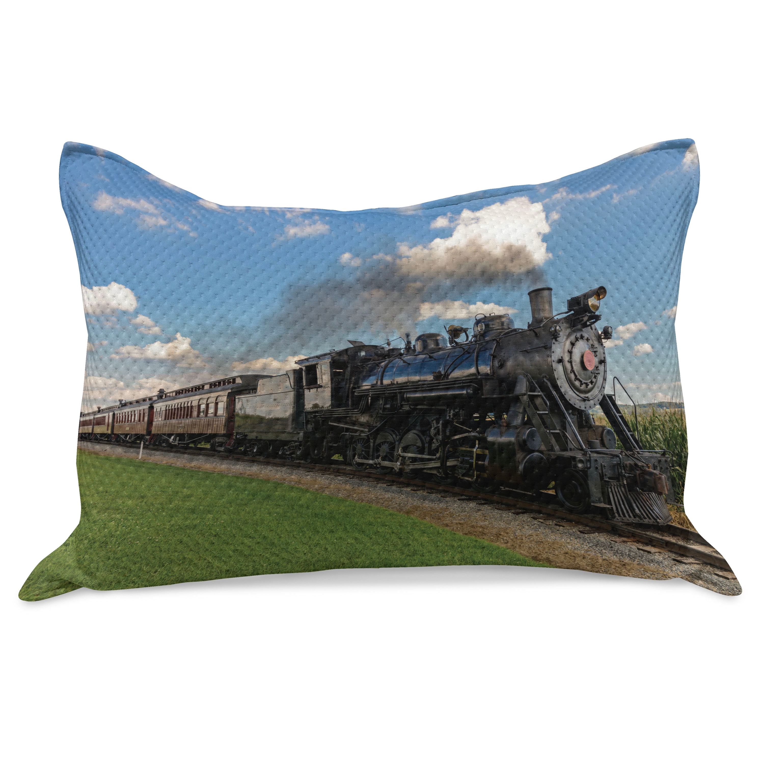 Steam Engine Knitted Quilt Pillowcover, Vintage Locomotive in ...