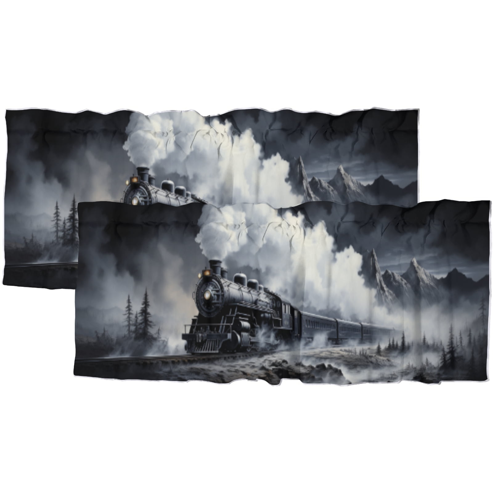 Steam Engine Rod Pocket Thermal Insulated Curtain Valance Rustic Old ...