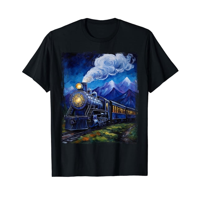 Steam Engine Steam Train Vintage Van Gogh Locomotive T-Shirt - Walmart.com