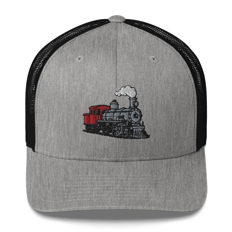 Steam Engine Train Embroidered Trucker Cap | Vintage Style Hat ...