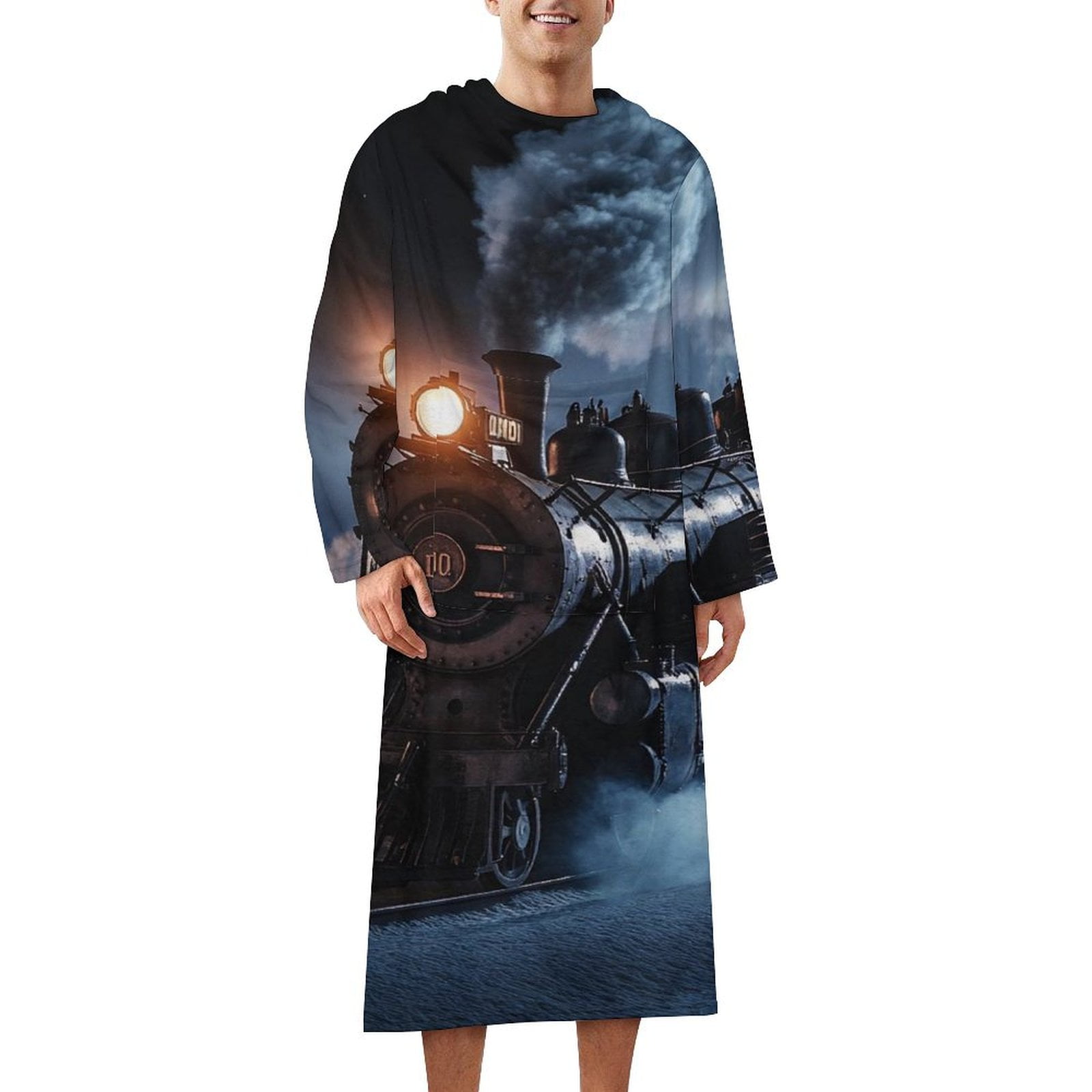 Steam Engine Vintage Locomotive Train Wearable Blanket with Sleeves and ...