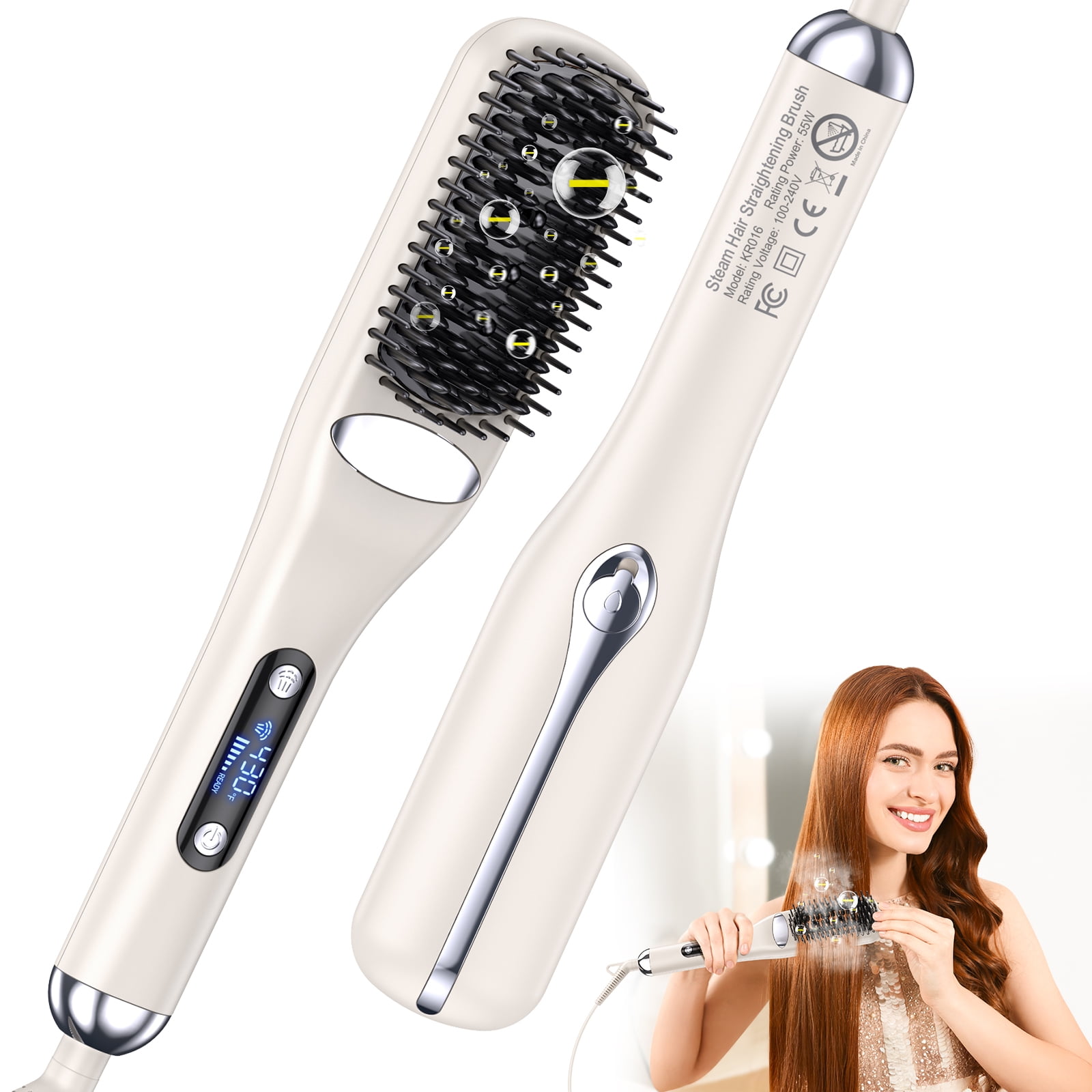 Steam Hair Straightener Brush, Bopcal 3 in 1 Steam Hair Straightening ...