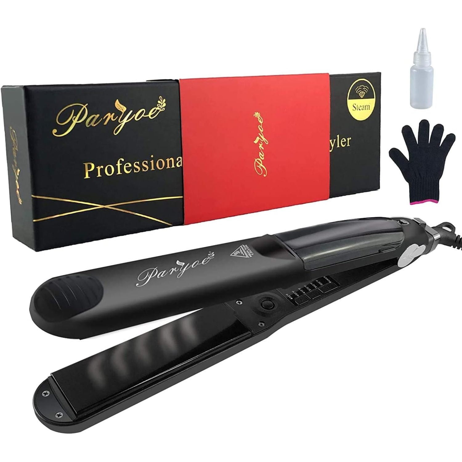 Steam Hair Straightener Flat Iron Professional Tourmaline Ceramic Steam ...